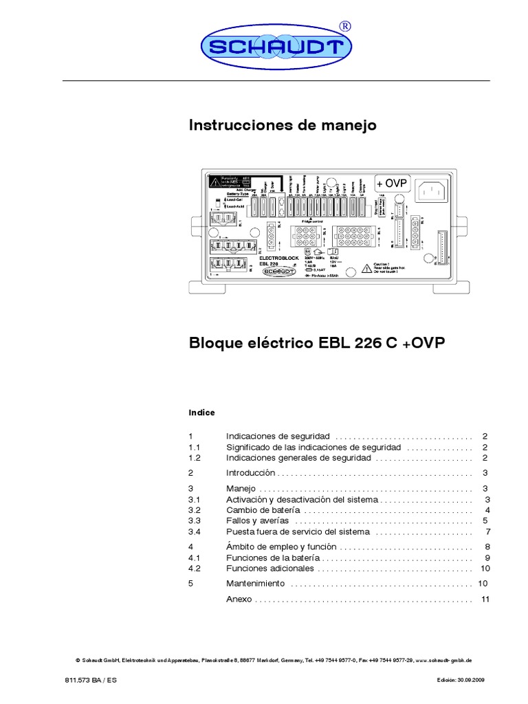 Schaudt Electroblock EBL226 Con OVP Espanol | PDF | Ingenieria Eléctrica | Fusible (Eléctrico)