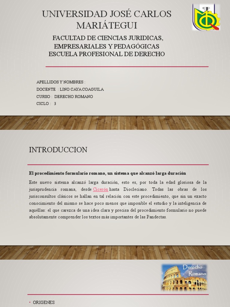 Procedimiento Formulario en Derecho Romano | PDF | Sentencia (ley ...