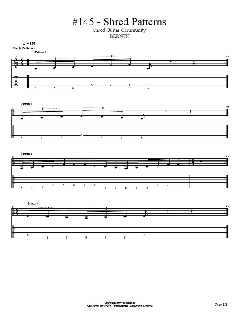 #145 - Shred Patterns | PDF | Musical Instruments | Music Theory