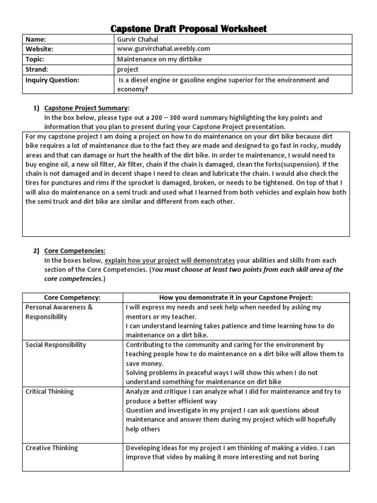CLC 12 - Capstone Draft Proposal Worksheet - 1 | PDF | Thought ...