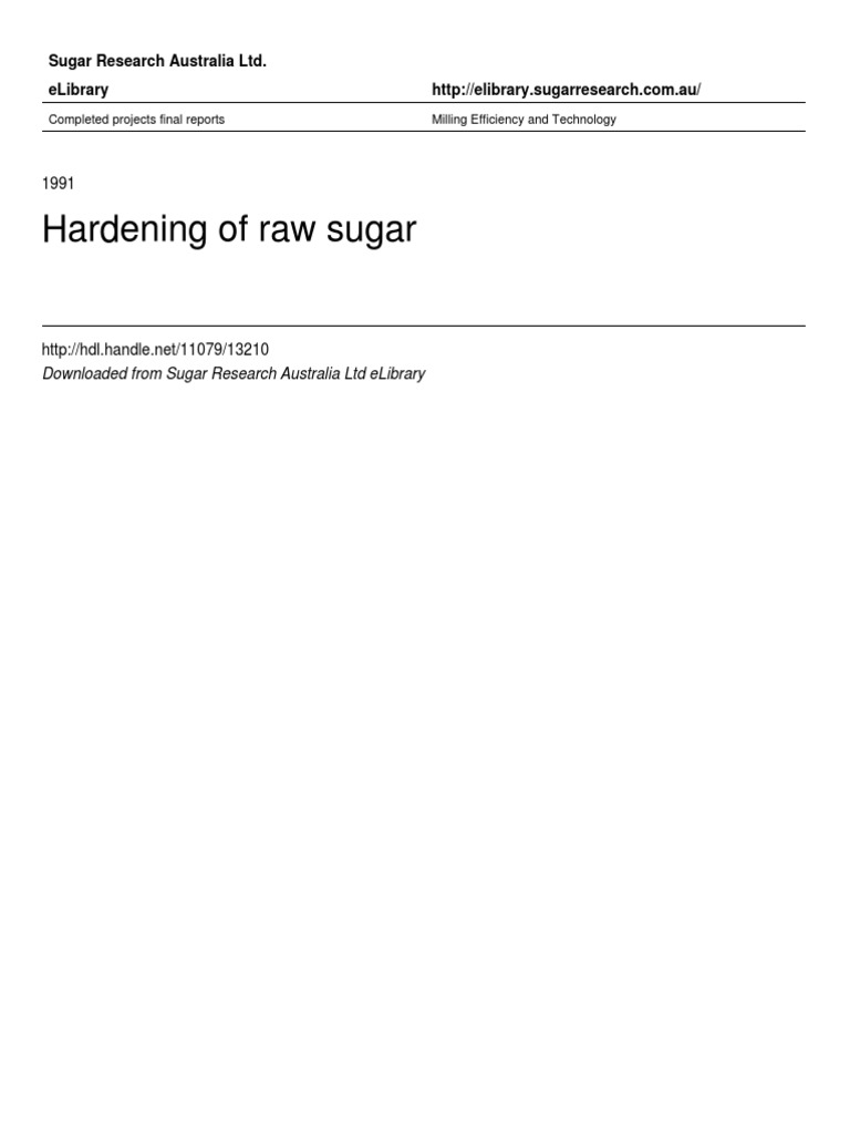 Caking of Raw Sugar | PDF | Sucrose | Sugar