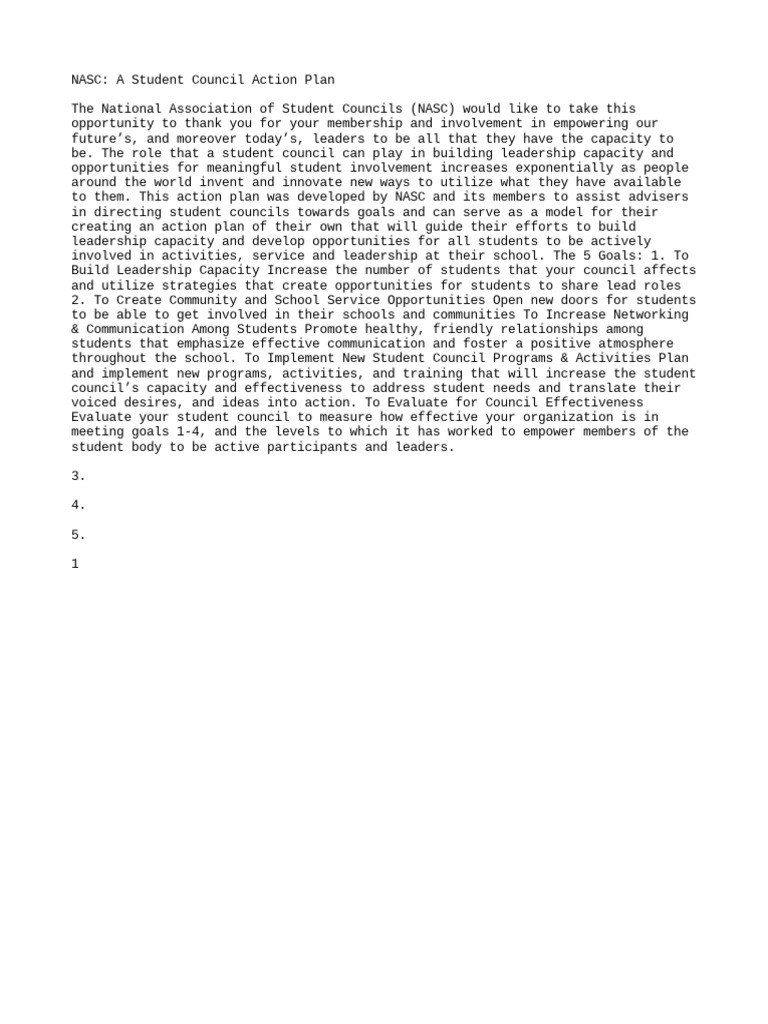 Student Council Action Plan Guide | PDF | Leadership | Goal
