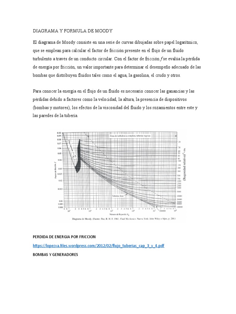 Diagrama y Formula de Moody | PDF