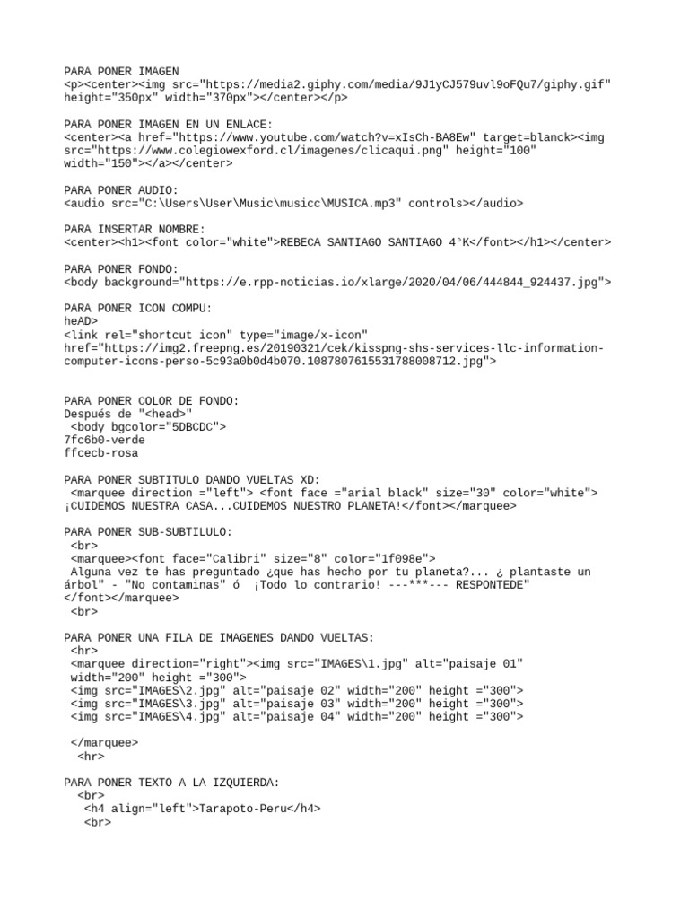 Como Insertar en HTML | PDF