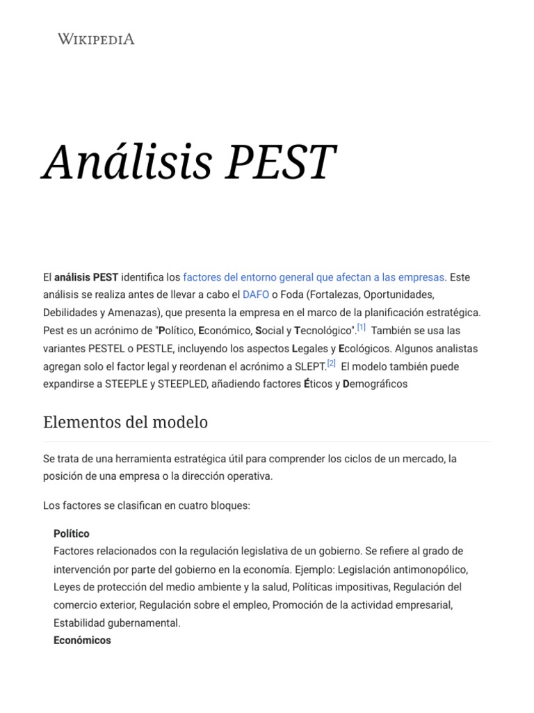 Análisis PEST - Wikipedia, La Enciclopedia Libre | PDF | Economias ...