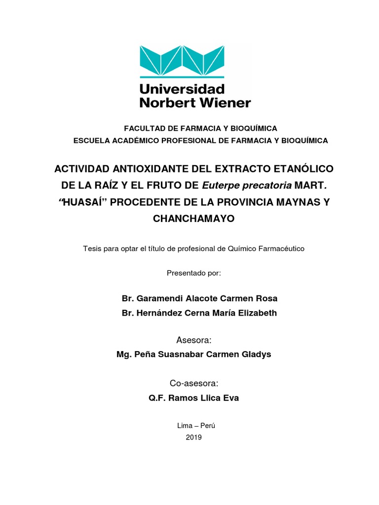 Actividad Antioxidante de Euterpe Precatoria | PDF | Antioxidante
