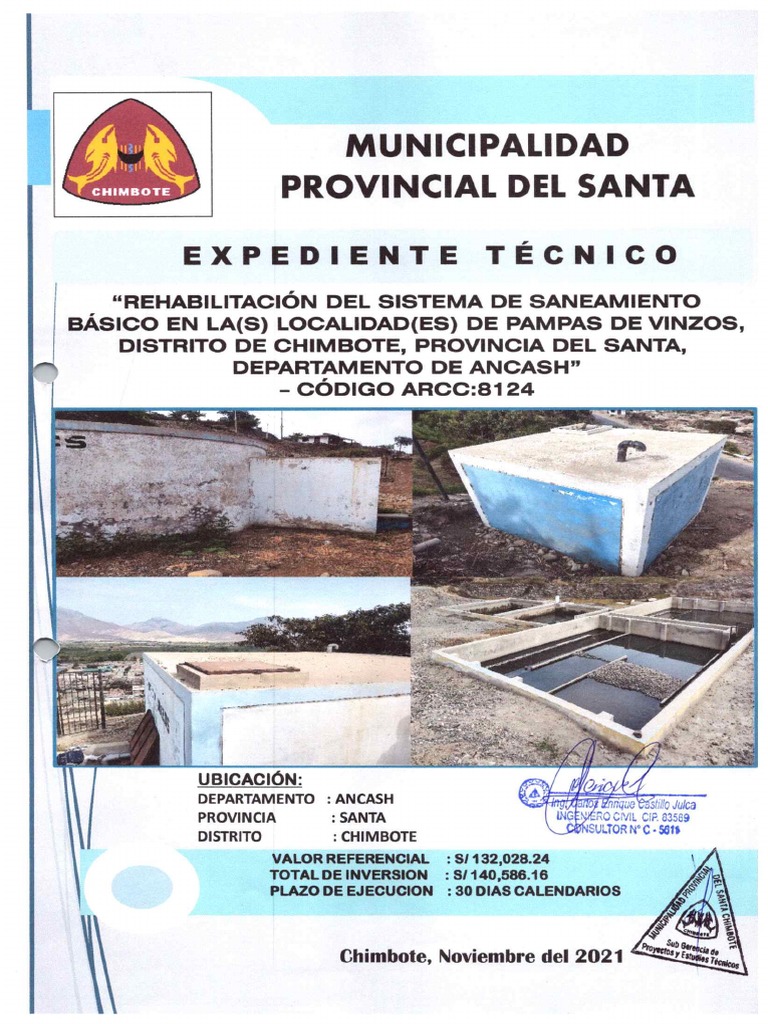 Expediente Tecnico "REHABILITACIÓN DEL SISTEMA DE SANEAMIENTO BÁSICO EN ...