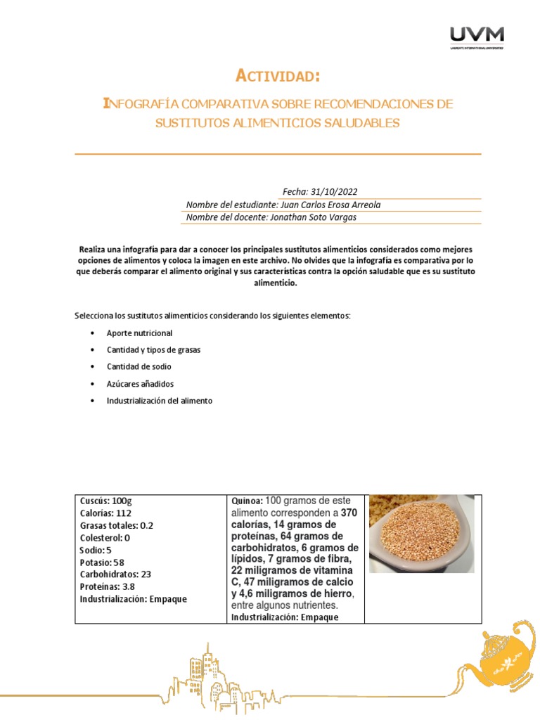 U5 Actividad 10 | PDF | Alimentos | Dieta y nutrición