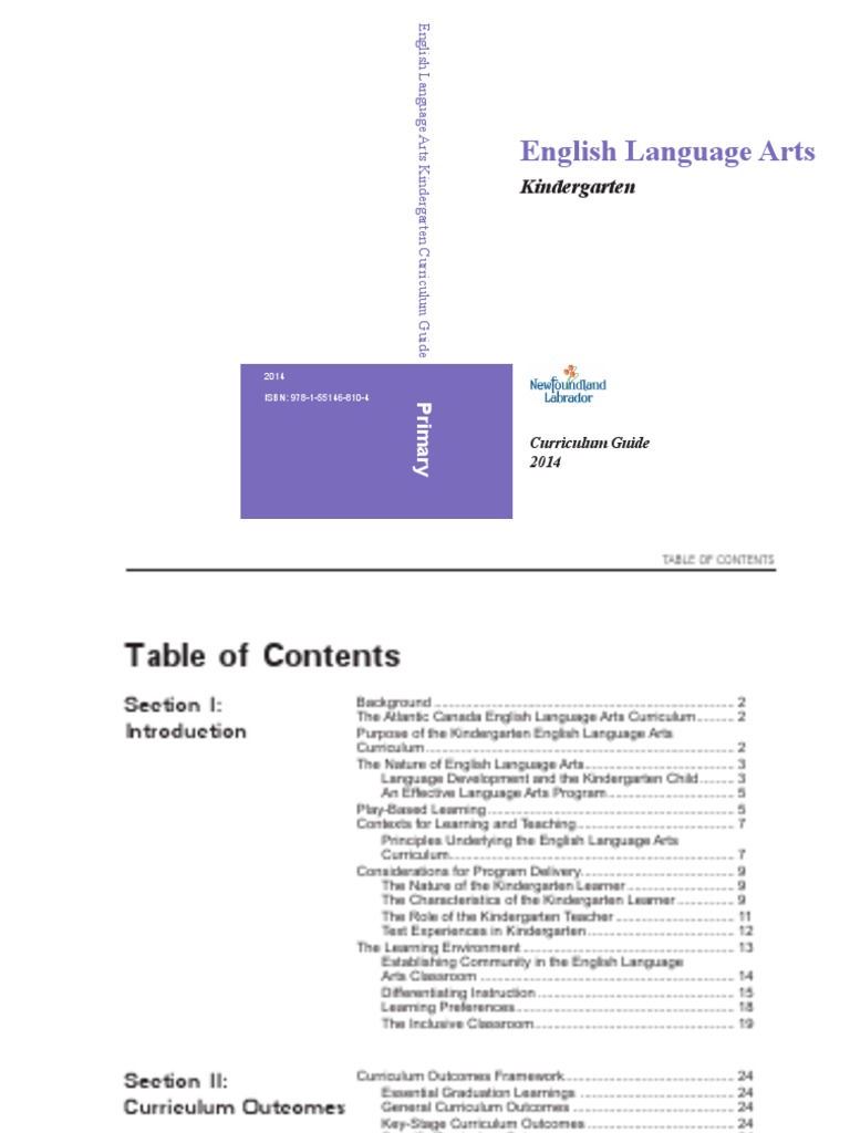 k12 Curriculum Guides English Kindergarten 2014 K Ela Curriculum Guide ...