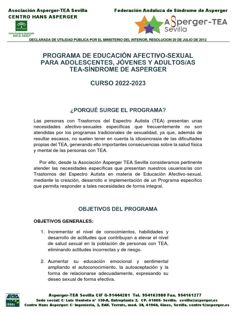 Resumen Del Programa 2022-2023 | PDF | La sexualidad humana | Síndrome de Asperger