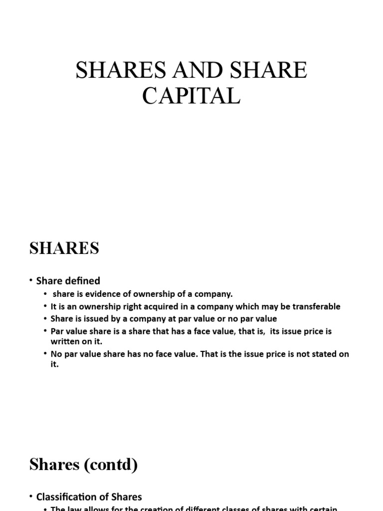 Shares and Share Capital | PDF | Dividend | Stocks