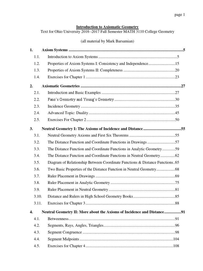 Axiomatic Geometry Text Complete | PDF | Triangle | Line (Geometry)