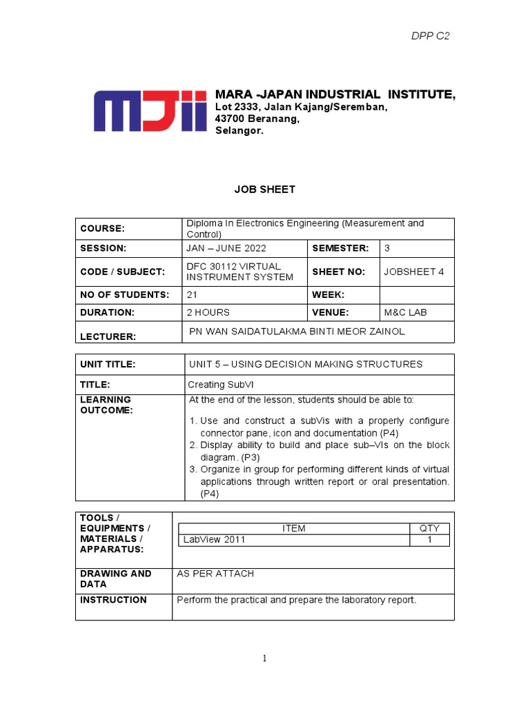 Jobsheet 4 SubVI | PDF | Temperature | Fahrenheit