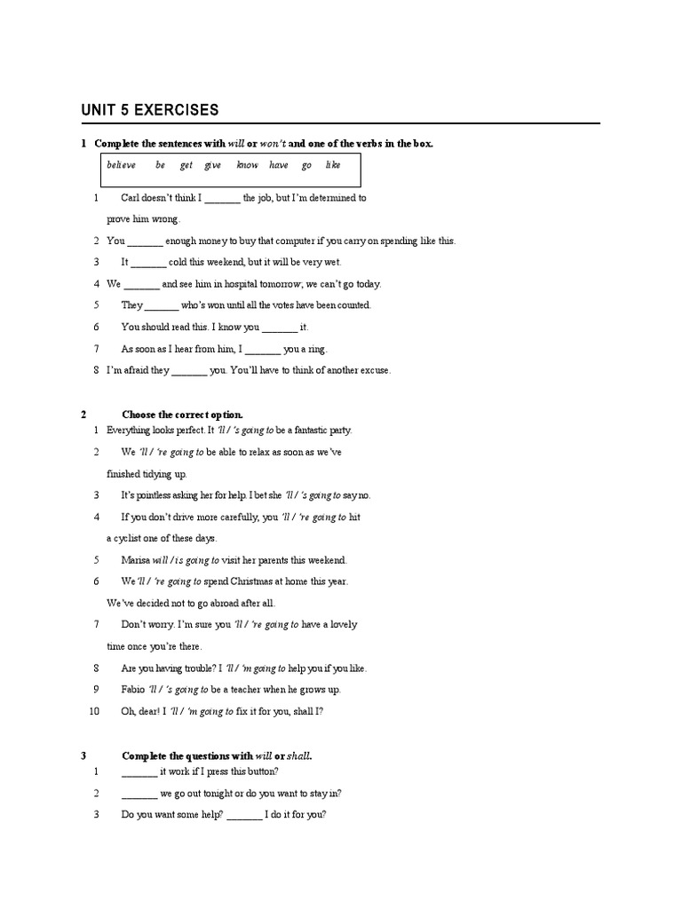 Unit 5 Exercises Pdf
