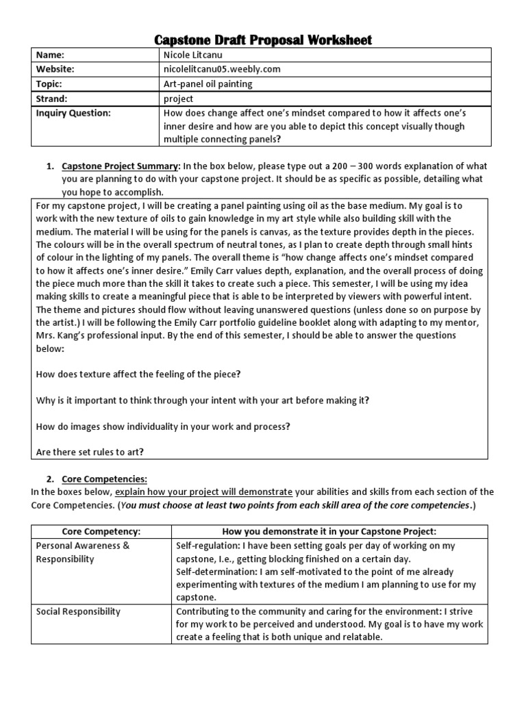 CLC 12 - Capstone Draft Proposal Worksheet | PDF | Thought | Paintings