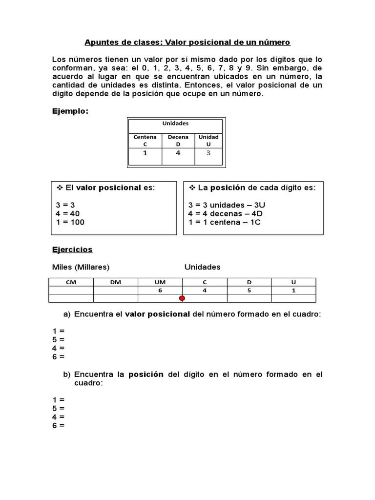 Apuntes de Clases Valor Posicional | PDF