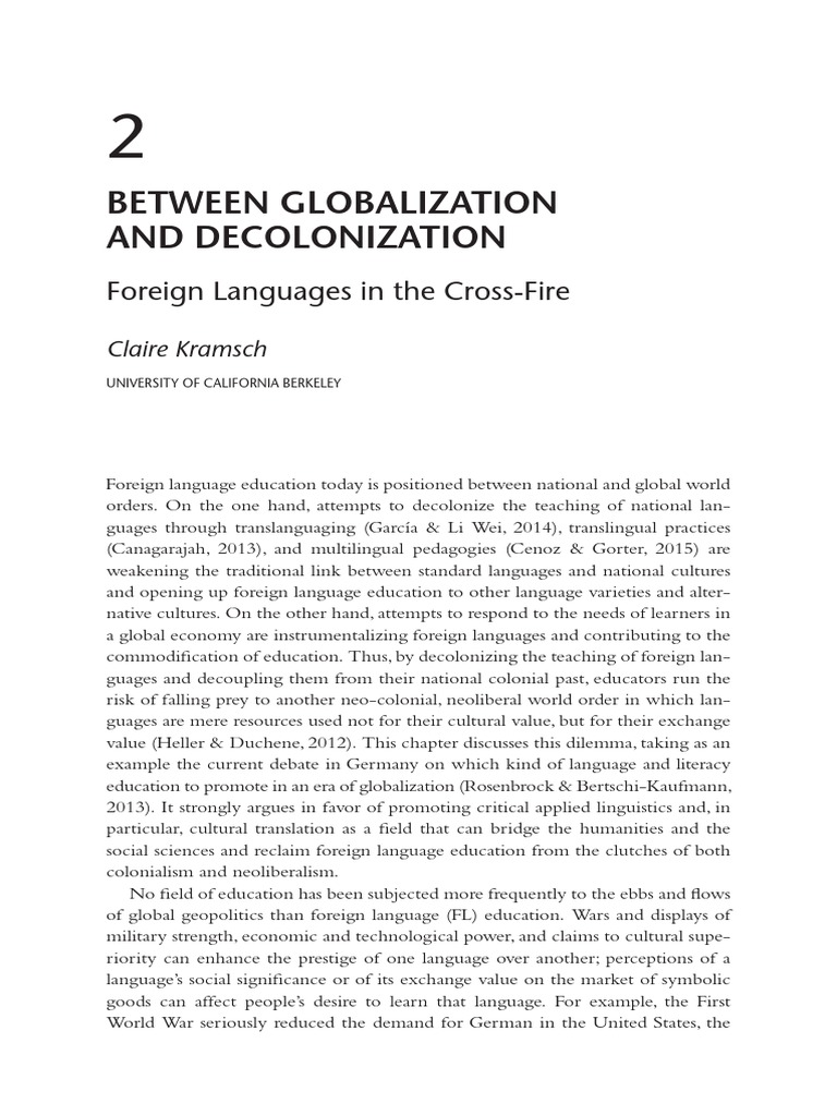 Kramsch, Between Globalization and Decolonization | PDF ...