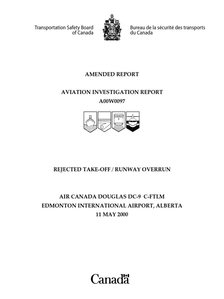 Rejected Take-Off Runway Overrun. Air Canada Douglas DC-9 C-FTLMYEG ...