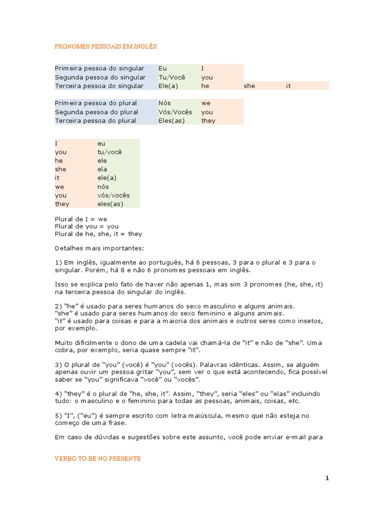 Inglês - Gramática | PDF | Assunto (gramática) | Pronome