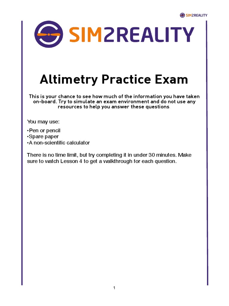 Practice Exam | PDF | Atmospheric Pressure | Altimeter