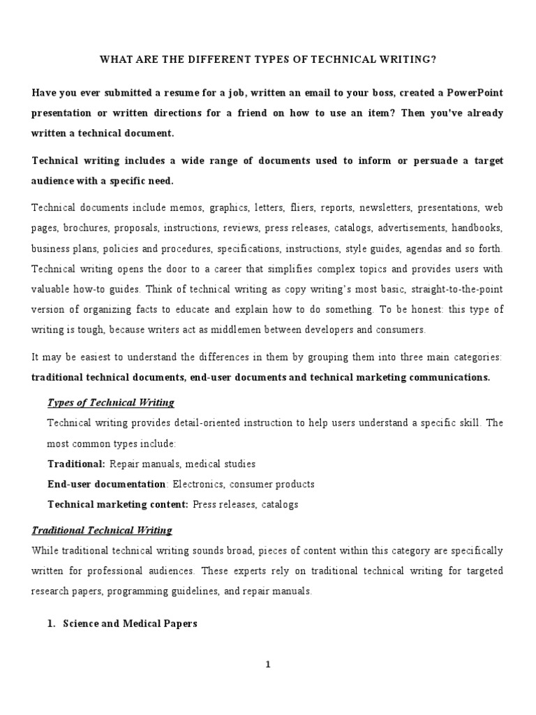 Different Types of Technical Writing | PDF | Documentation | Computing