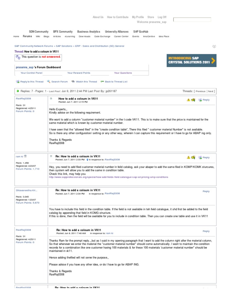 How To Add A Coloum in VK11 .. | PDF | Internet Forum | Information ...