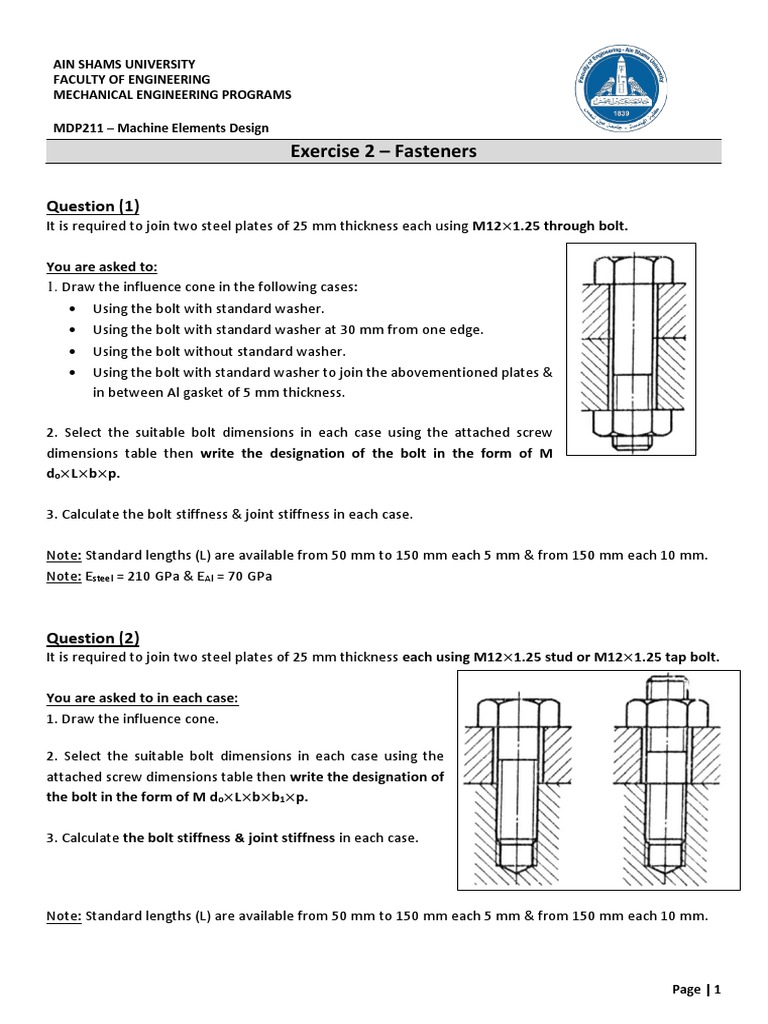 Exercise 2 - Fasteners | PDF | Screw | Washer (Hardware)