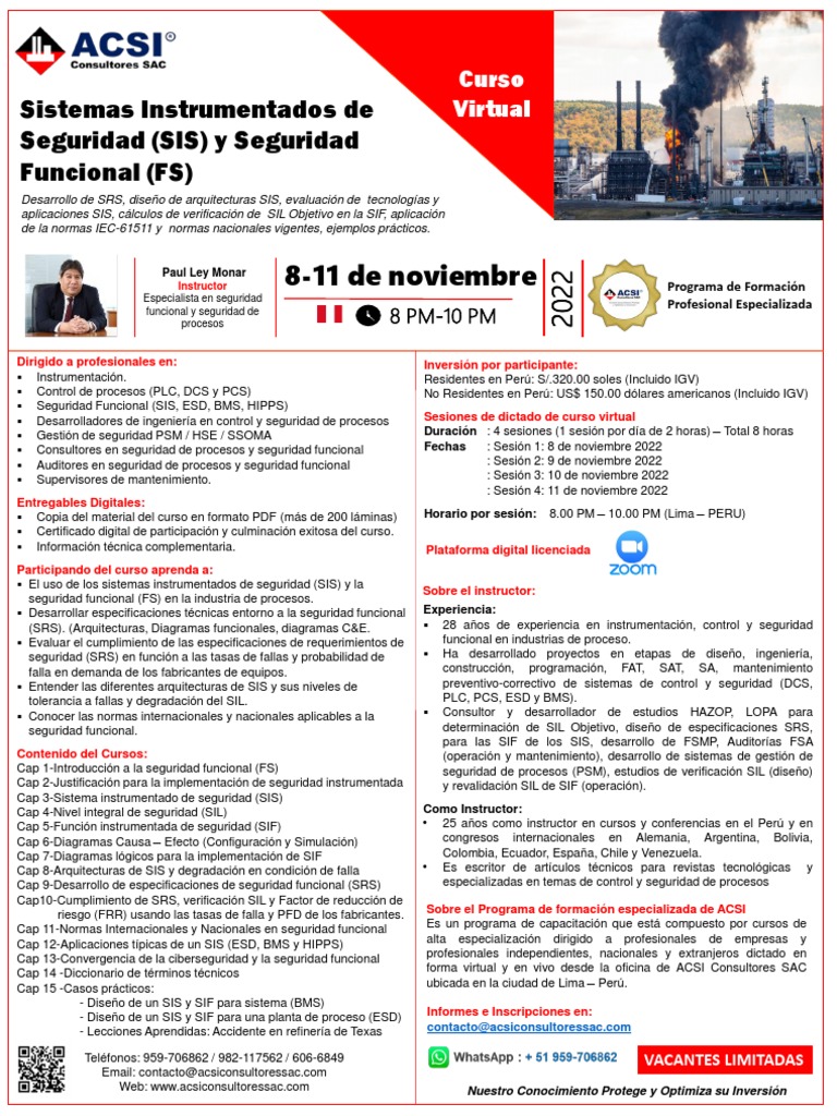 Curso Sistema Instrumentado de Seguridad SIS, SIL, SIF | PDF | Diseño ...