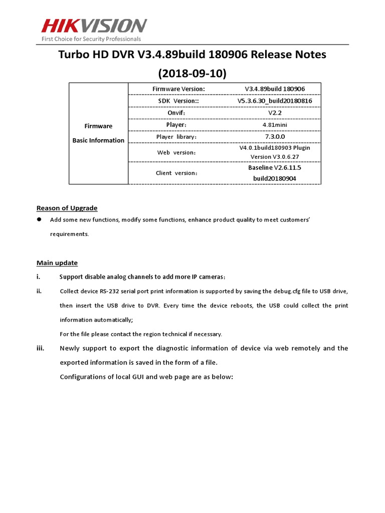 Turbo HD DVR V3.4.89build 180906 Release Notes - EU Version - External ...