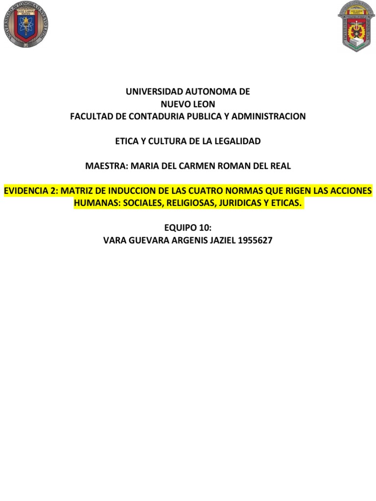 Evidencia 2 Matriz de Induccion | PDF | Etica Aplicada