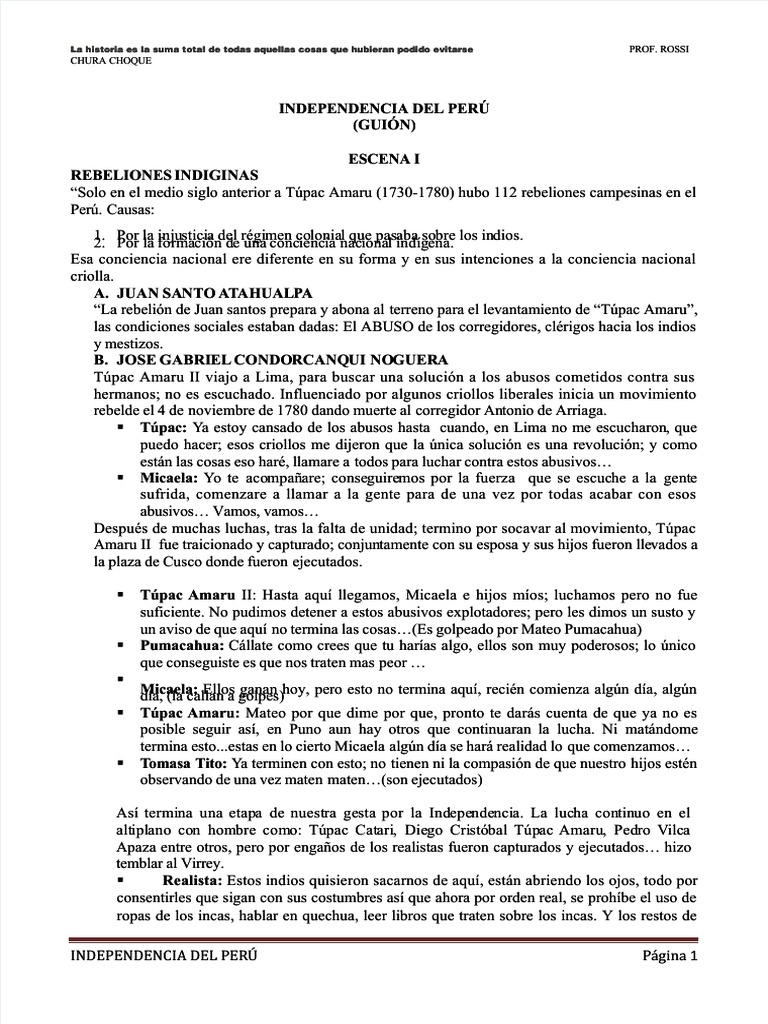 Libreto Proclamacion de La Independencia | PDF | España | América del Sur