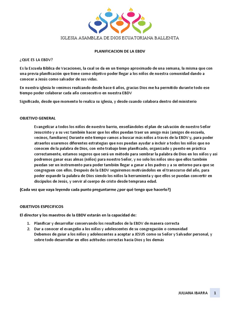 Planificacion de La Ebdv 2023 | PDF | Cristo (título) | Teología Planificacion de La Ebdv 2023 | PDF | Cristo (título) | Teología