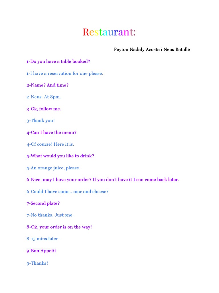 Restaurant Angles | PDF