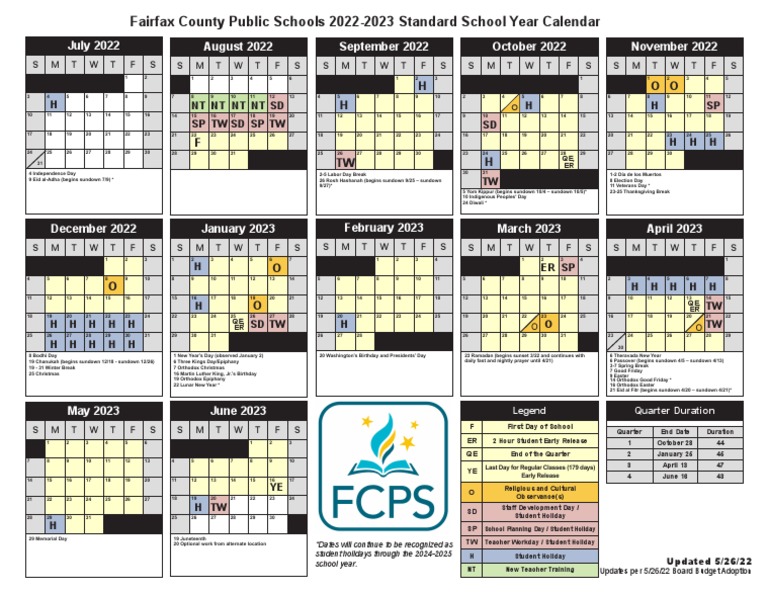 Fcps 2022-2023-Standard-School-Year-Calendar | PDF | Traditions ...