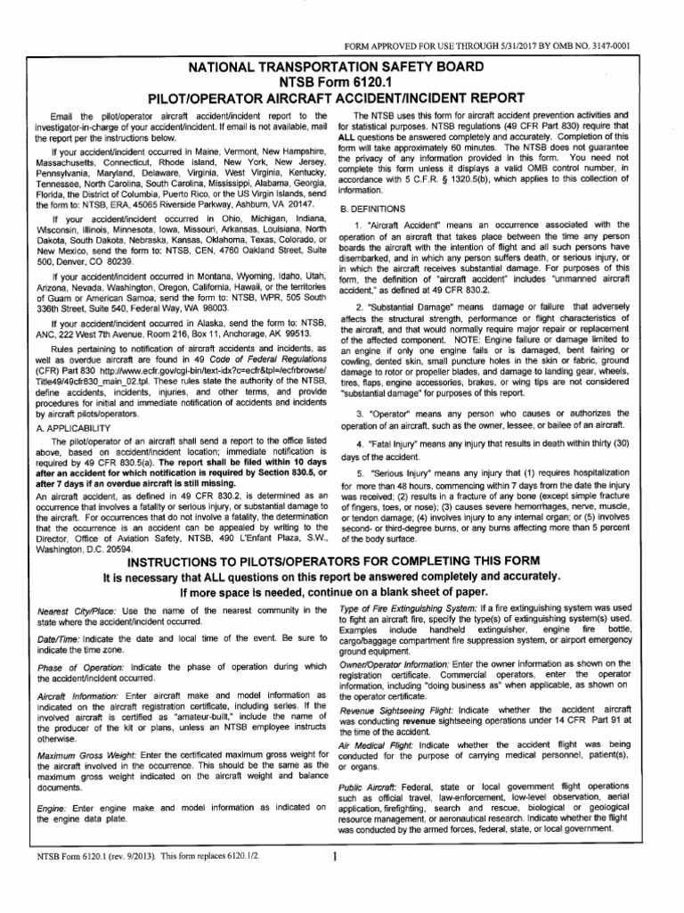 Operator Accident Report Form | PDF | Aeronautics | Aircraft
