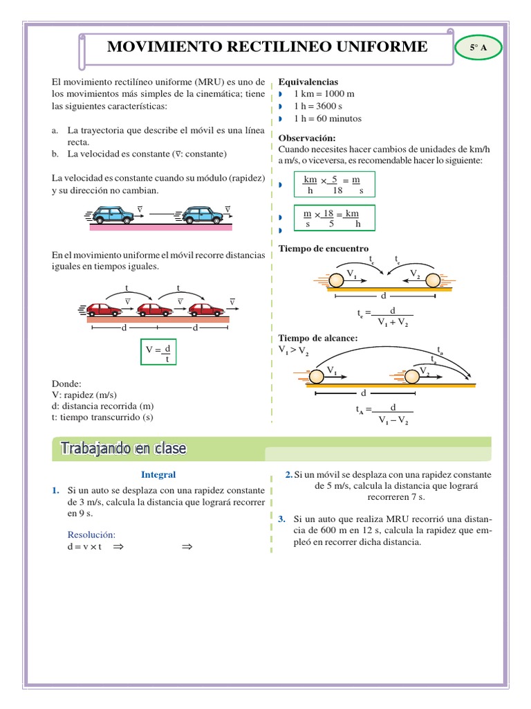 2 Ejercicios de Movimiento Rectilíneo Uniforme | PDF | Velocidad | Velocidad