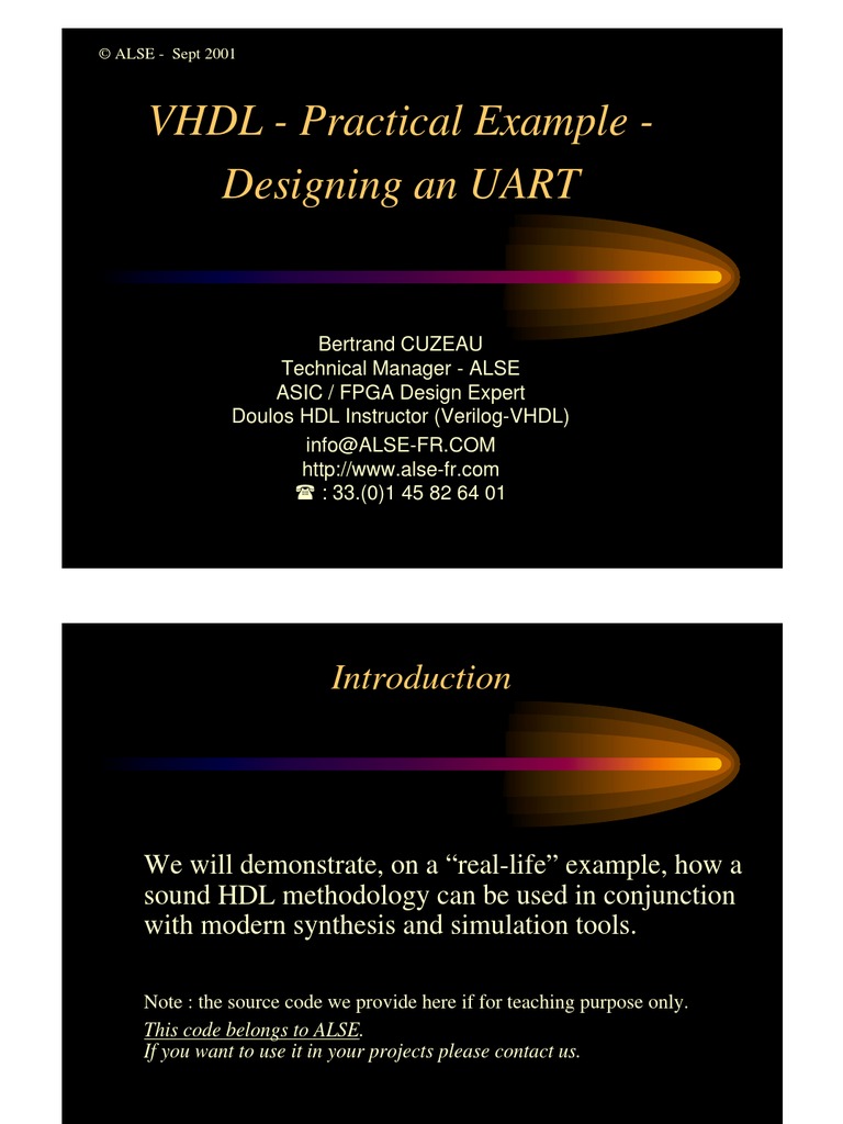 Vhdl Practical Example Designing An Uart Pdf Hardware