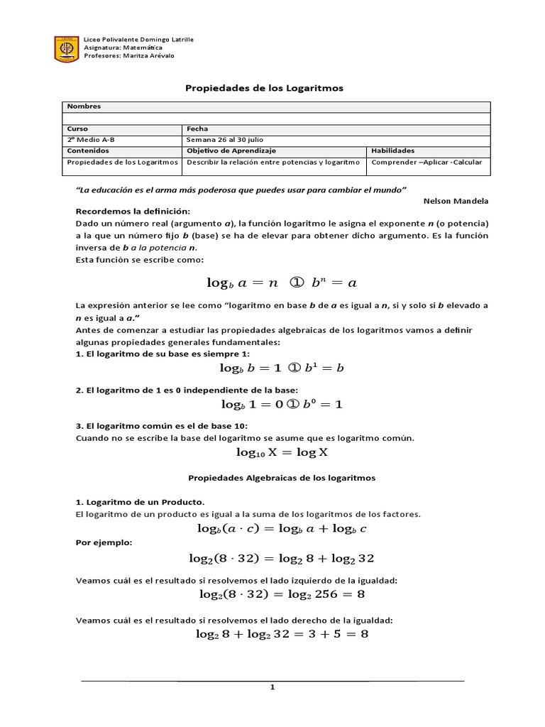 GUÍA Matemática-II°-Medio | Descargar gratis PDF | Logaritmo | Exponenciación