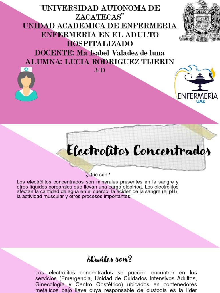 Electrolitos Concentrados en Enfermería | PDF | Electrólito | Sodio