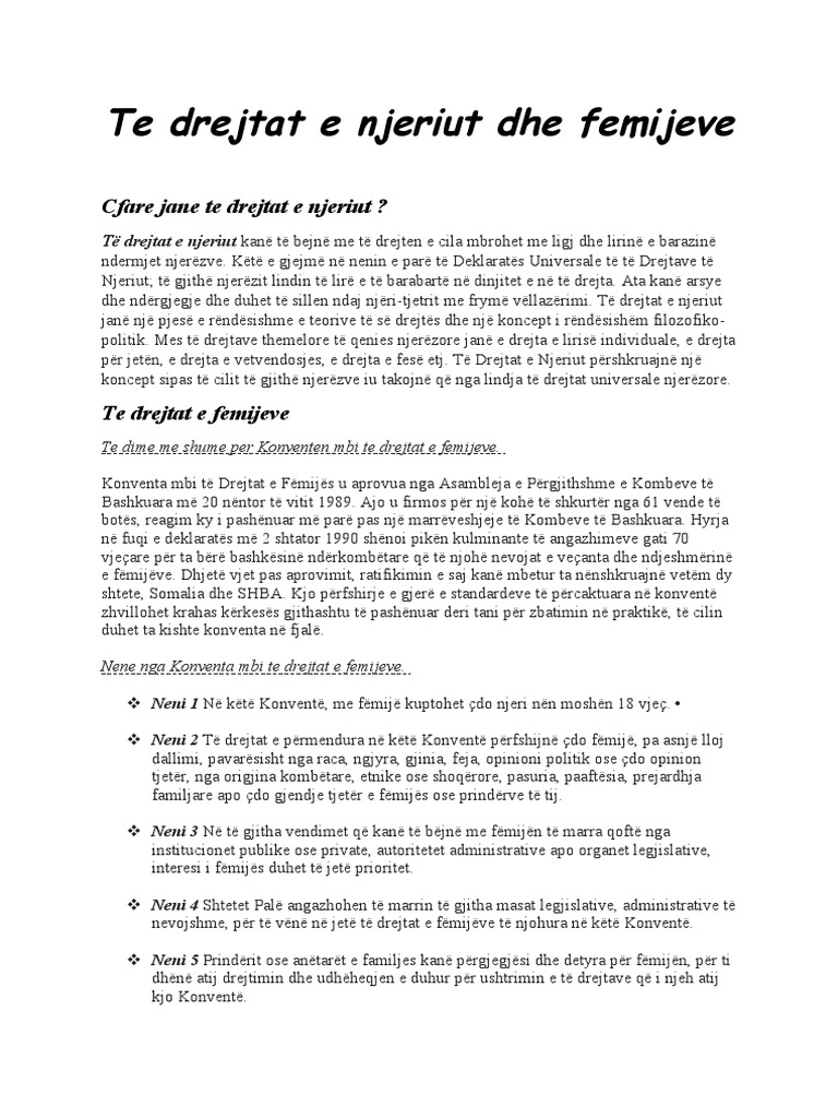 Te Drejtat e Njeriut Dhe Femijeve | PDF