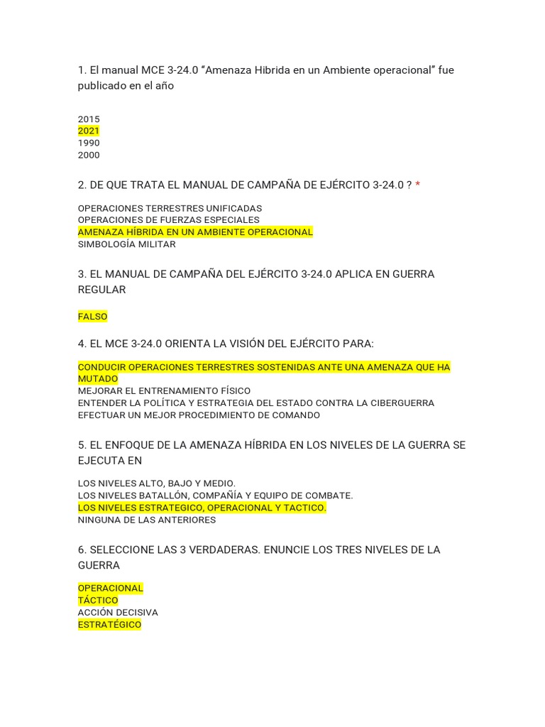 Manual MCE 3-24.0 "Amenaza Hibrida en Un Ambiente Operacional" | PDF ...
