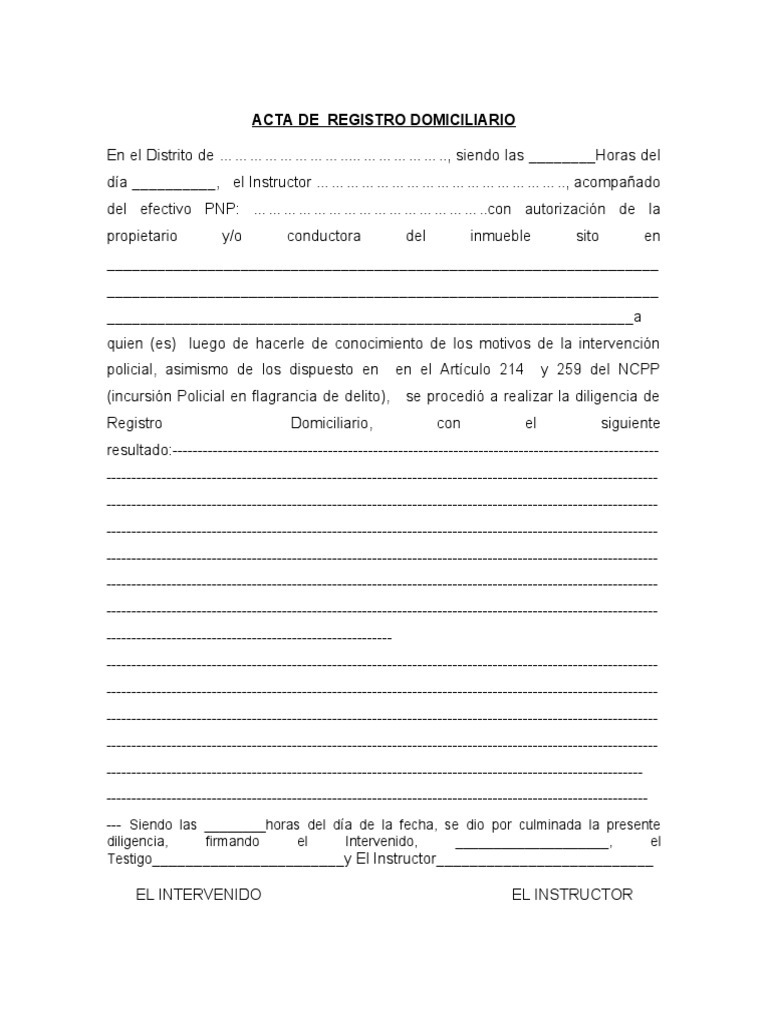 Acta de Registro Domiciliario | PDF