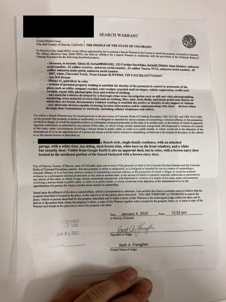 Redacted - 5380 Worchester ST Warrant Affidavit | PDF