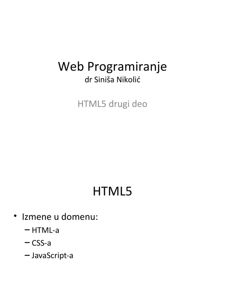 2.2 - HTML5 Drugi Deo | PDF | Software | Web Development