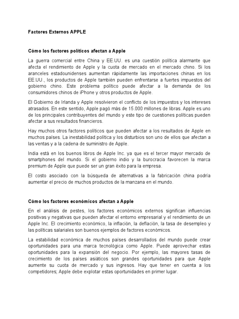 Factores Externos APPLE | PDF | Apple Inc. | Smartphone