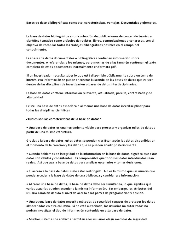Datos Bibliográficas | PDF | Bases de datos | Información
