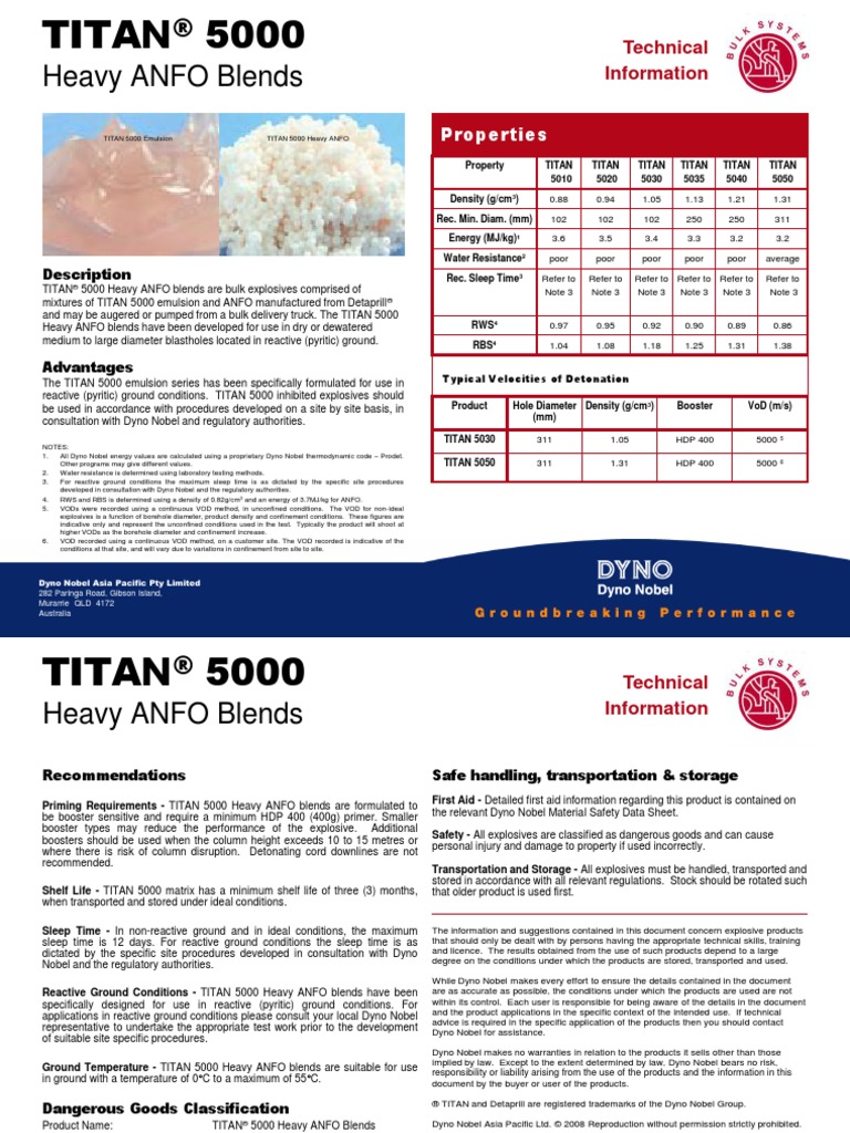 Tds Bulk Systems Titan 5000 Heavy Anfo v6.0 | PDF | Dangerous Goods ...