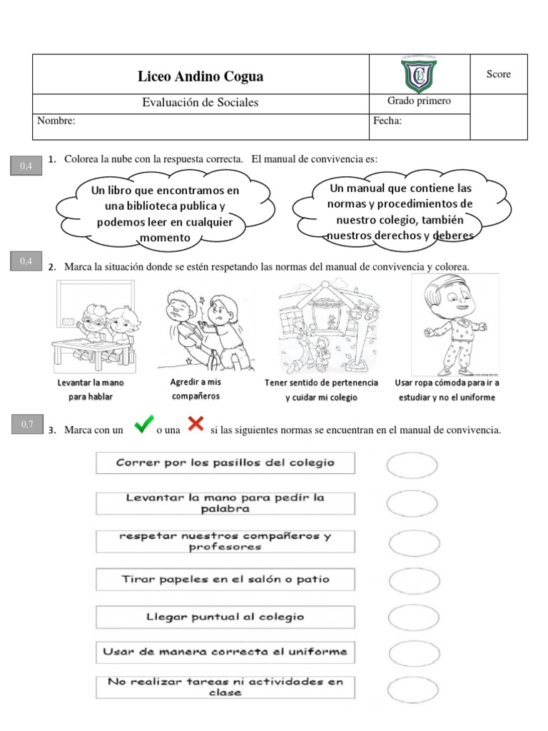 Evaluacion 1º Primer Periodo Pdf