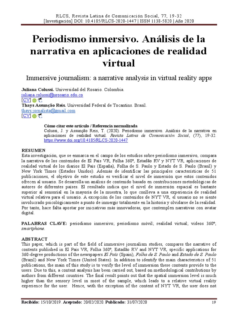 Periodismo Inmersivo | PDF | Realidad virtual | Aplicación movil