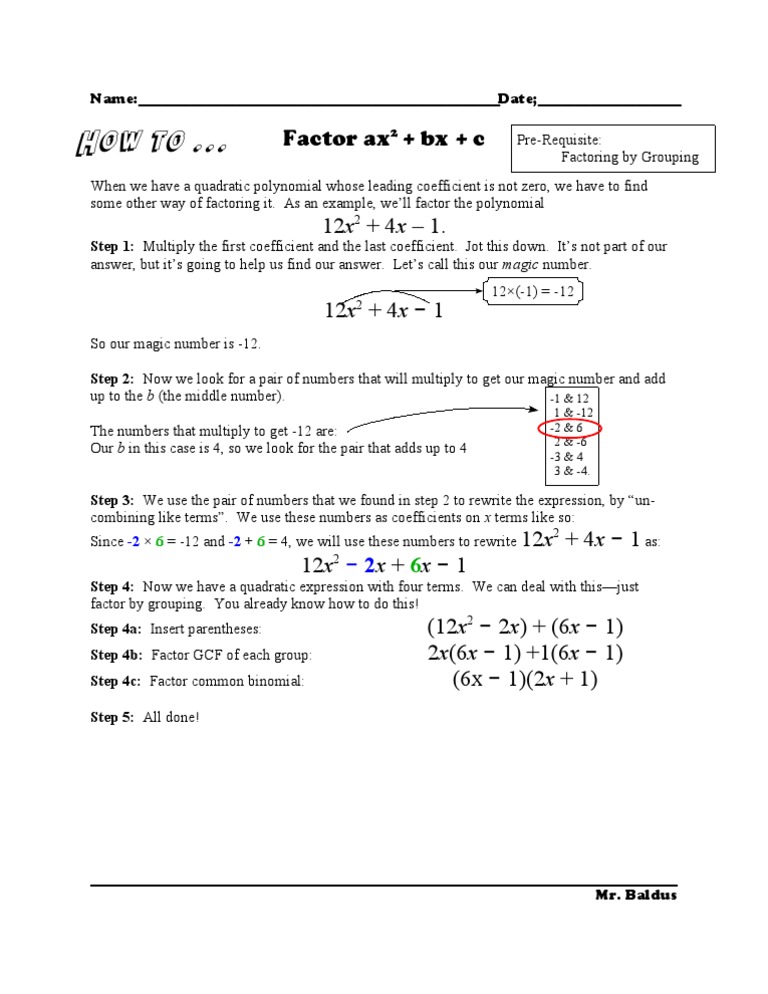 Factoring Ax2+Bx+C | PDF